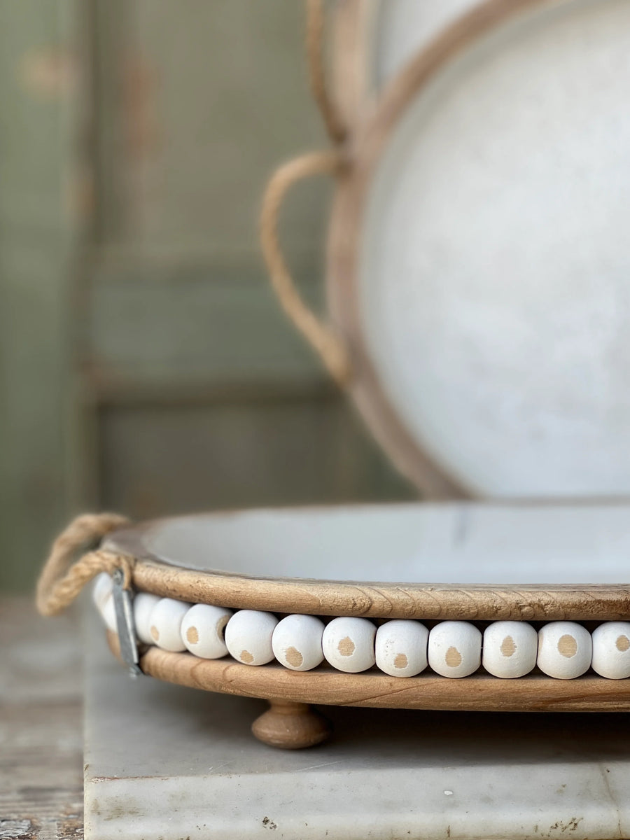 White Beaded Tray Large – The Gingered Farmhouse