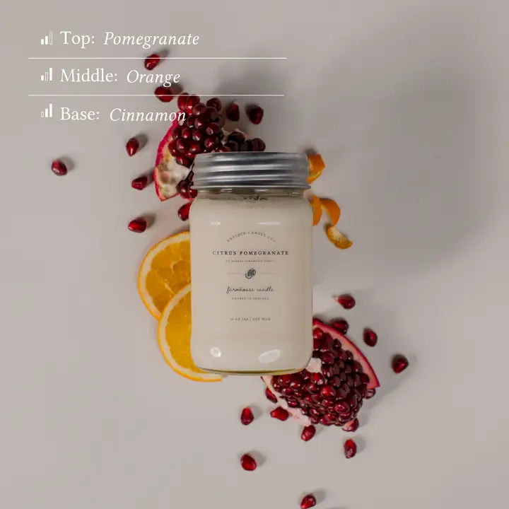 Citrus Pomegranate 16oz Mason Jar Candle – The Gingered Farmhouse