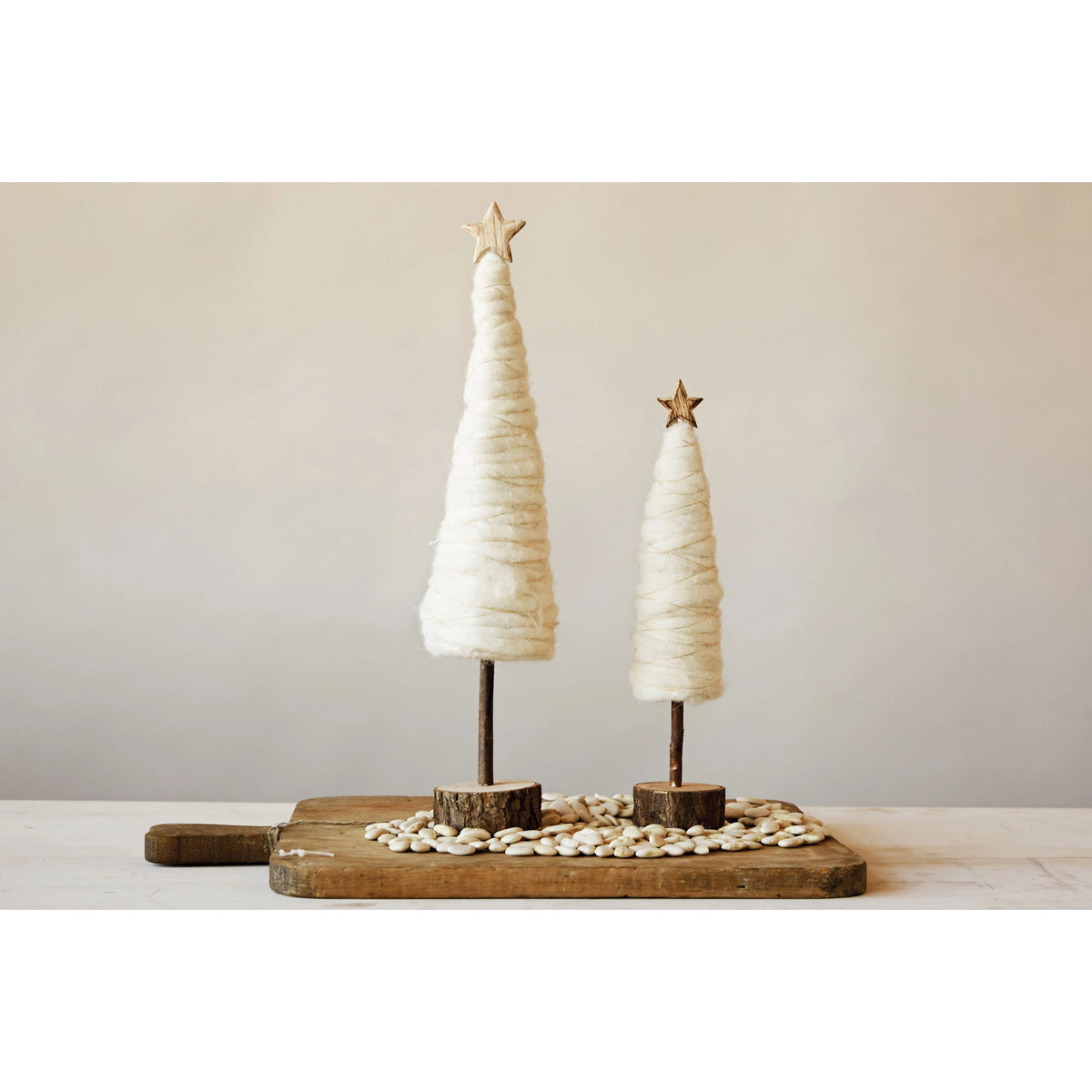 Wool Christmas Tree with Star and Wood Base – The Gingered Farmhouse